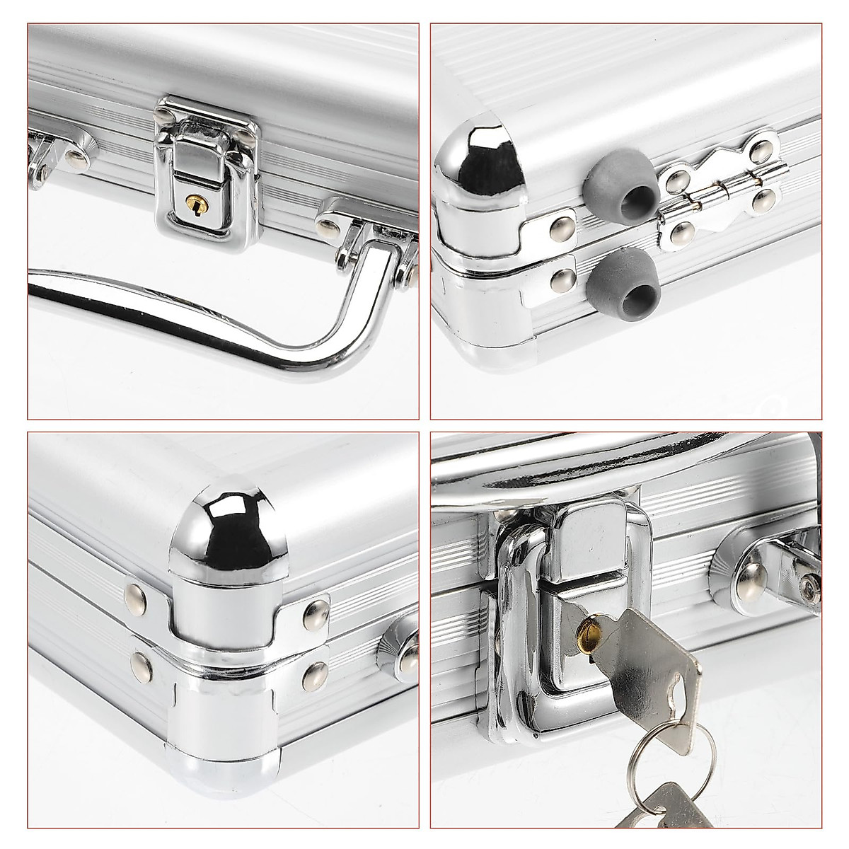 GANAZONO Metal Chip Cases Poker Chip Box Empty Poker Chip Case Alloy Carrier Aluminum Travel Case with Handle for Texas Holdem