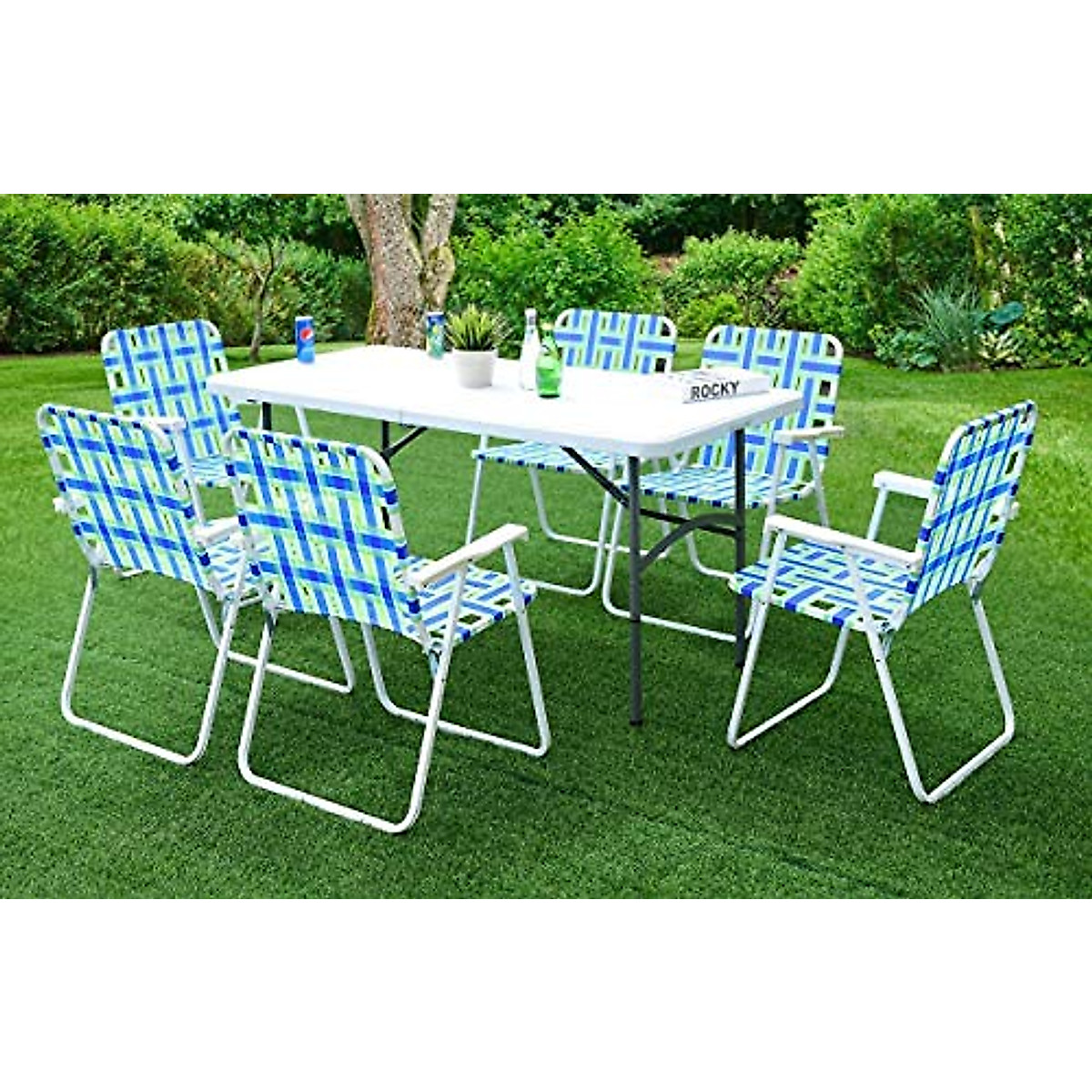 HAPPYGRILL 6 Pack Folding Chairs Set Portable Lightweight Web Dining Chair for Patio Garden Beach Party