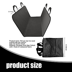 Hawyet 1 PC Car Back Seat Cover for Dogs, 53.1In x 53.1In Pet Waterproof Soft Oxford Cloth Car Mat with Binding Strip, Universal Anti-Slip Vehicle Seat Protector for Car Truck and SUV (Black)