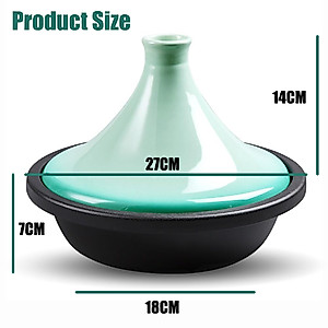 Xgxoz Tagine Pot for Cooking 27Cm Enameled Cast Iron Tagine Pot Ceramic Pots for Cooking, Non Stick Chemical Free Stew Casserole Slow Cooker