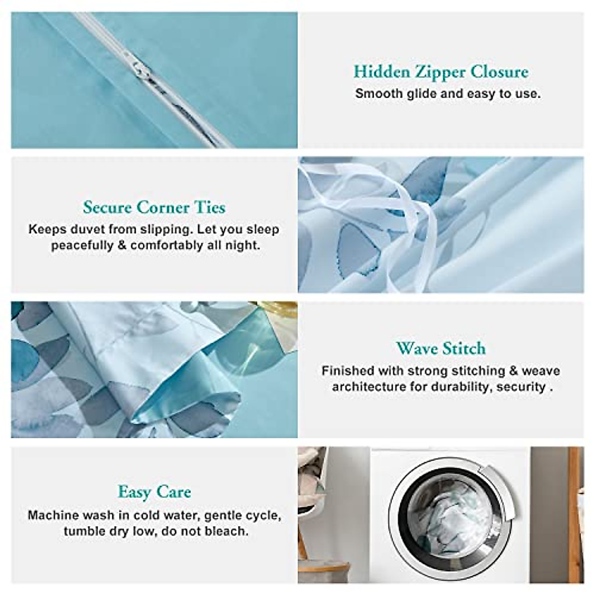 MILDLY 100% Egyptian Cotton Duvet Cover Set 3pcs Printed Bedding Set with Zipper Closure & Corner Ties - Nero (1 Duvet Cover, 2 Pillow Shams)