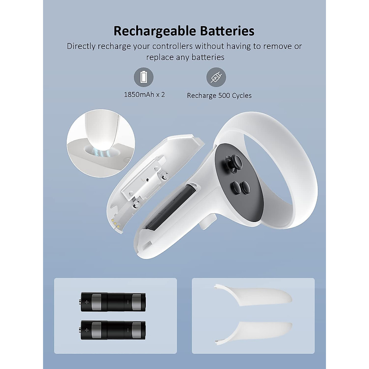 NexiGo Essential Kit for Oculus Quest: Upgraded Charging Dock with LED Light for Oculus Quest 2, [Support Elite Strap], 16FT Link Cable, All-in-one Carrying Case