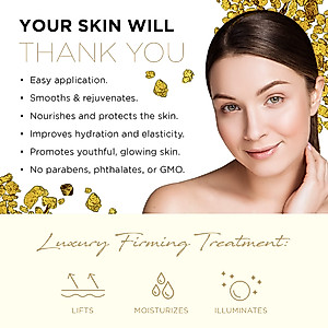 Azure Cosmetics Dermatologist Tested 24K Gold & Collagen Face Moisturizer - K Beauty Anti-Aging Face Cream for Firming & Skin Tightening - Korean Skincare - All Skin Type 1.69 fl oz