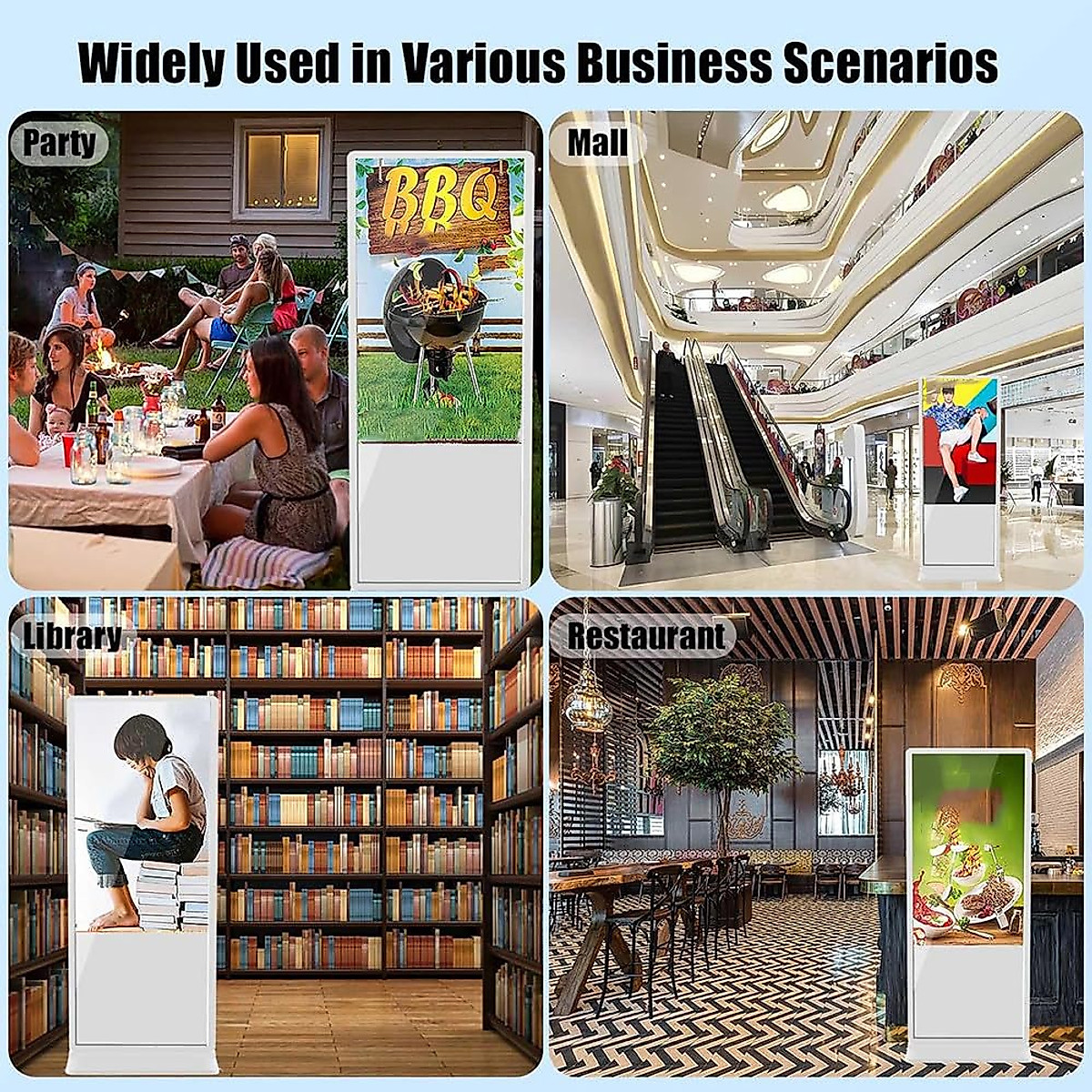 43-Inch Vertical Advertising Screen, 1GB+16GB, Floor-Standing Led Signage, 1920 * 1080P, Commercial Advertising Display, Digital Signage With Automatic Media Player,55inches