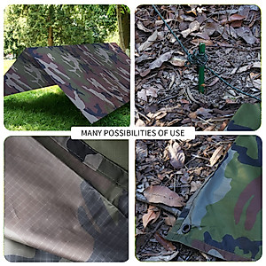 HYOUT Lightweight & Waterproof Hammock Tarp Camo Tent Tarp Multifunctional Outdoor Picnic Camping Traveling Awning Backpacking Tarp Shelter Rain Tarp