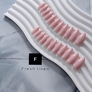 Light Pink Press on Nails Medium Fake Nails,KXAMELIE Almond Nails Glue on,Salon Perfect Press on Nails Almond Shaped,Glossy Medium Glue Nails for Women Girls in 12 Sizes,24Pcs Valentines Nails