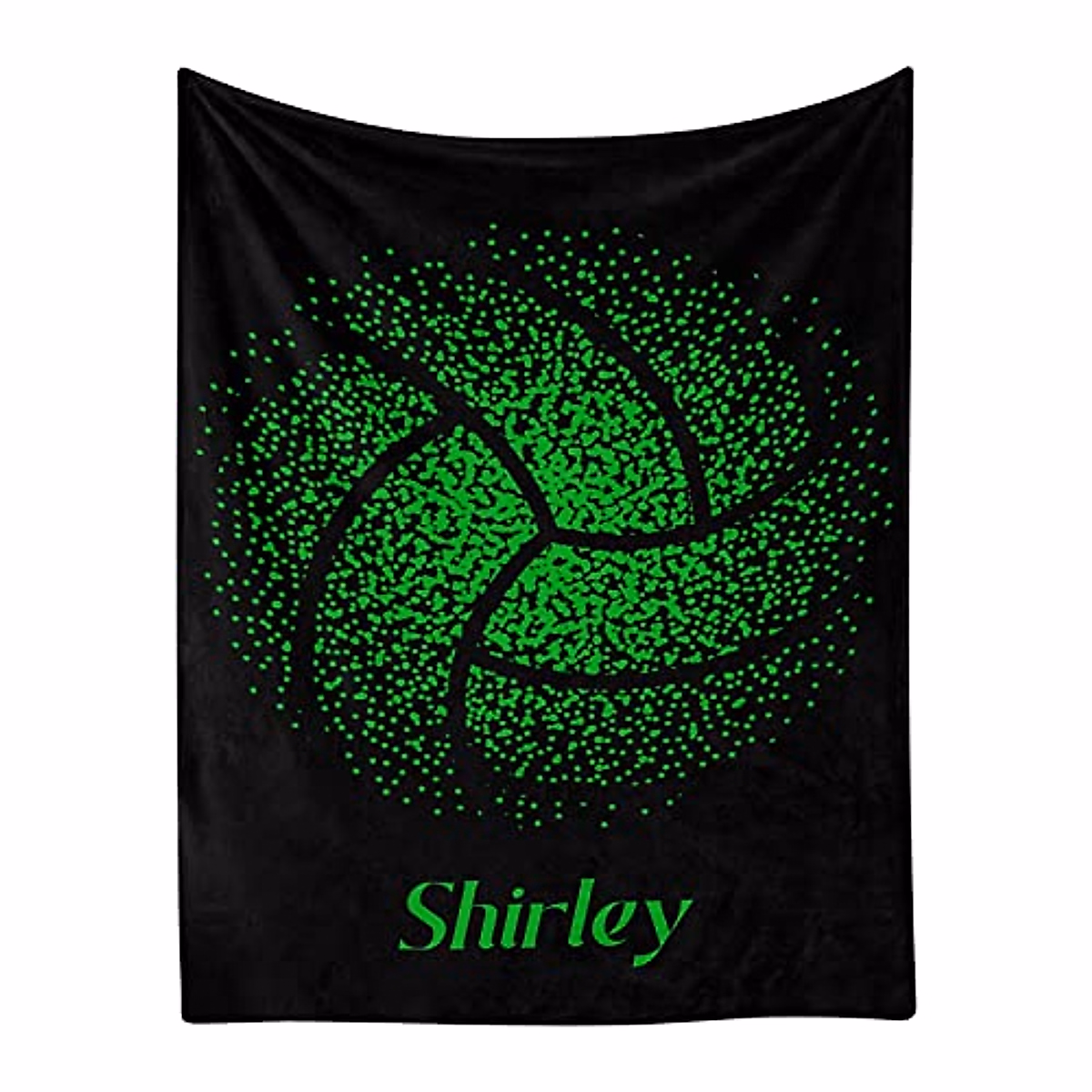 Abstract Particles Volleyball Green Personalized Blanket with Name Soft Cozy Throw Fleece Blankets for Couch Bed Traveling Camping Hiking Birthday Gift 50x60 Inch
