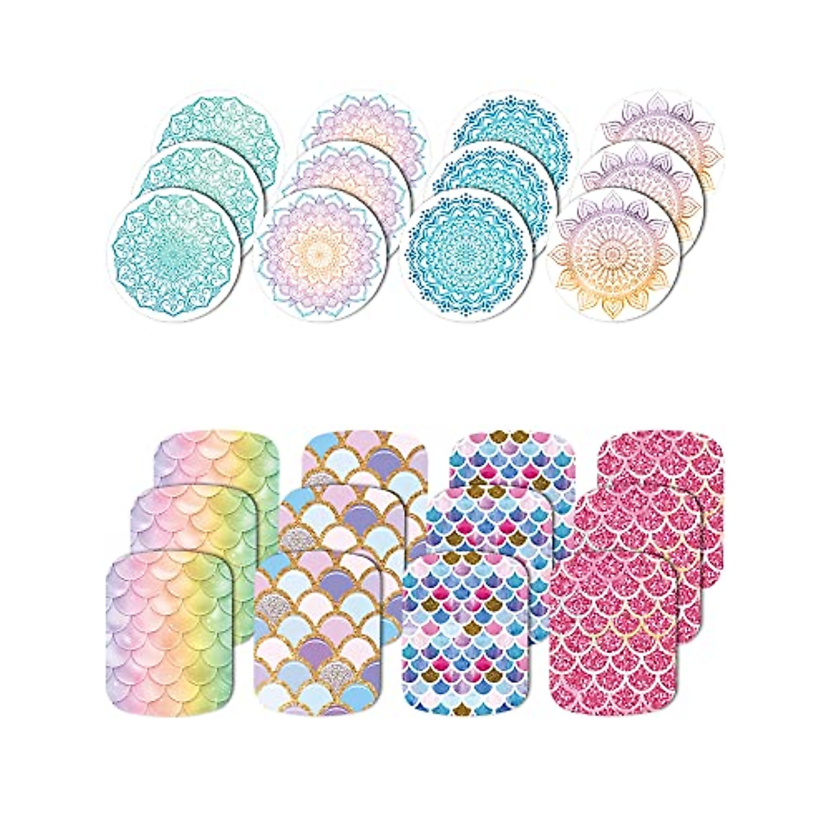 24 Pieces Mount Metal Plate for Phone Car Magnetic Mount Disc Universal Metal Plate Adhesive Sticker Replacement Magnet Patch for Magnetic Car Mounts Cell Phone Tablet Holder (Flower Squama Style)