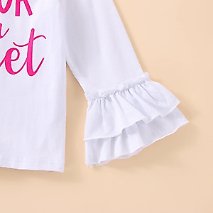 vchoohce Toddler Baby Girl Birthday Outfits Sweet Long Sleeve T-shirt Top Doughnut Bell-Bottoms Pants Headband 3Pcs Clothes Set (Long Sleeve-B Sweet Two,2-3T)