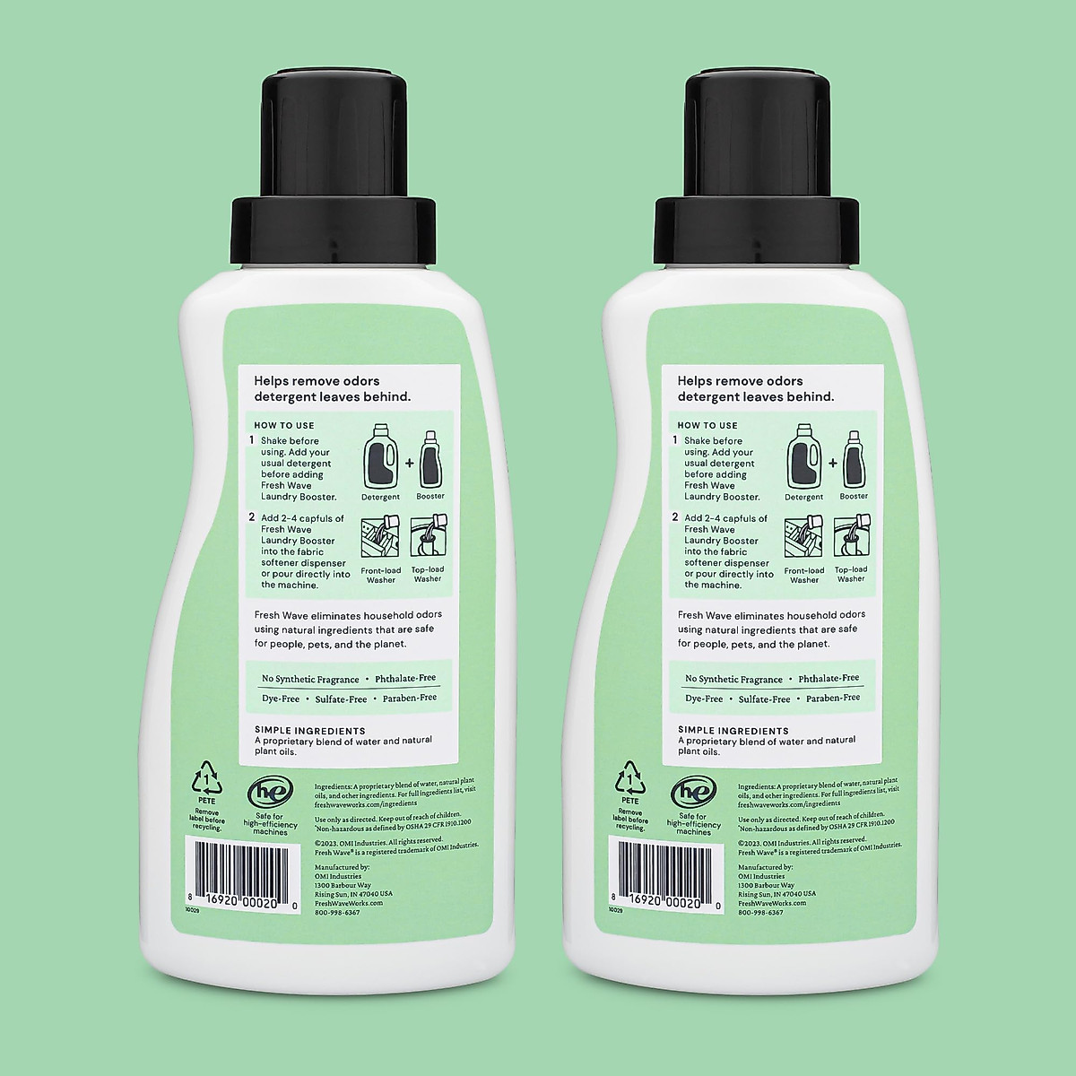 Fresh Wave Odor Removing Laundry Booster, 24 fl. Oz., Pack of 2 - Laundry Scent Booster, Safer Odor Relief, Natural Plant-Based Odor Eliminator, Pet Bedding, Activewear, Blankets & Fabrics