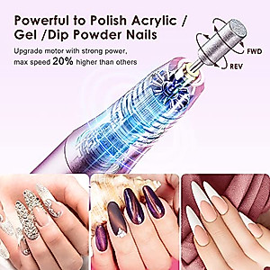 Cordless Nail Drill Electric File: Professional for Acrylic Gel Dip Powder Nails Portable Nail Drill Machine Kit for Manicure Pedicure Nail Set with Everything Rechargeable Lightweight