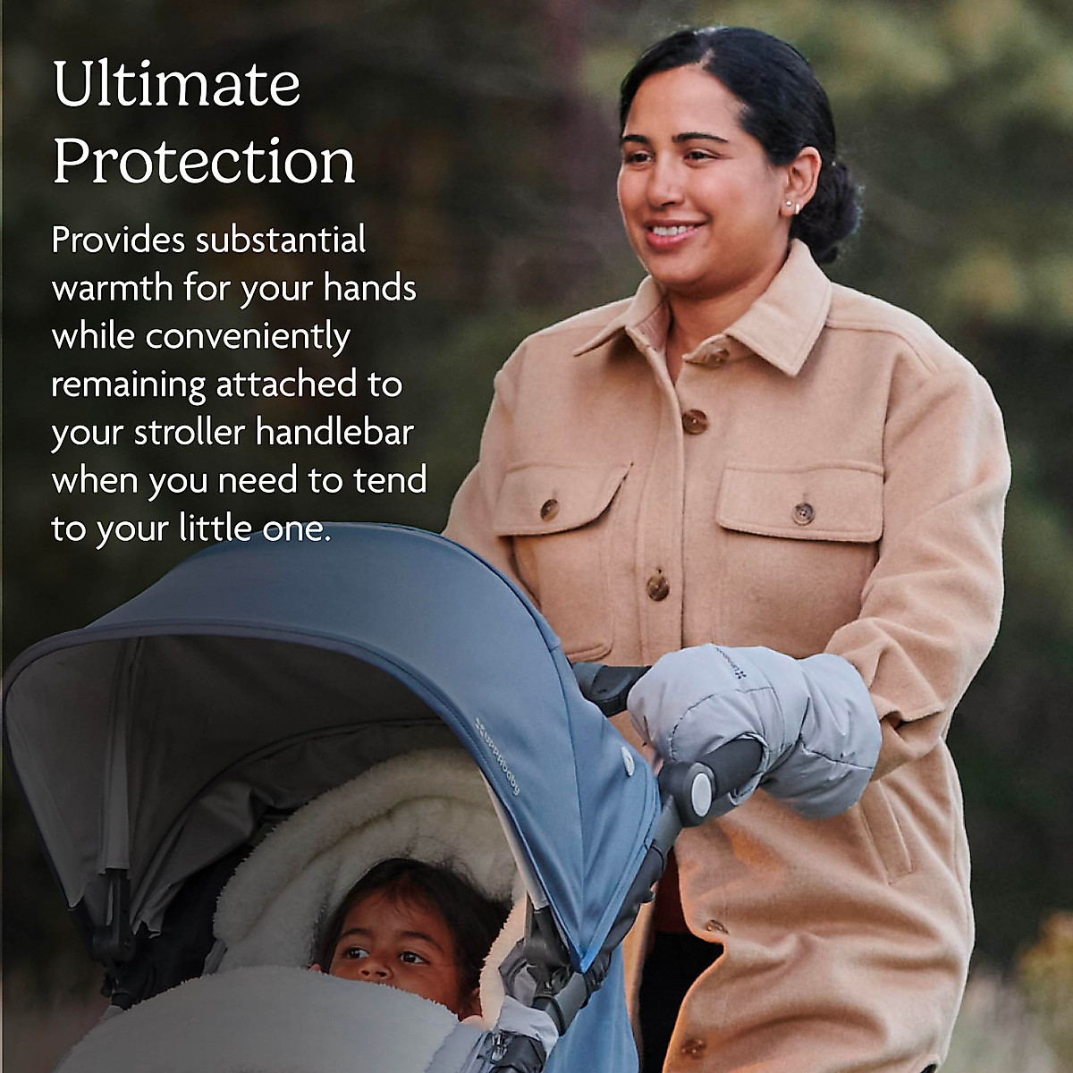 UPPAbaby CozyHandmuff/Easily Attaches to Stroller Handlebars/Ultra-Plush, Weather-Proof Hand Protection/Stella (Grey)