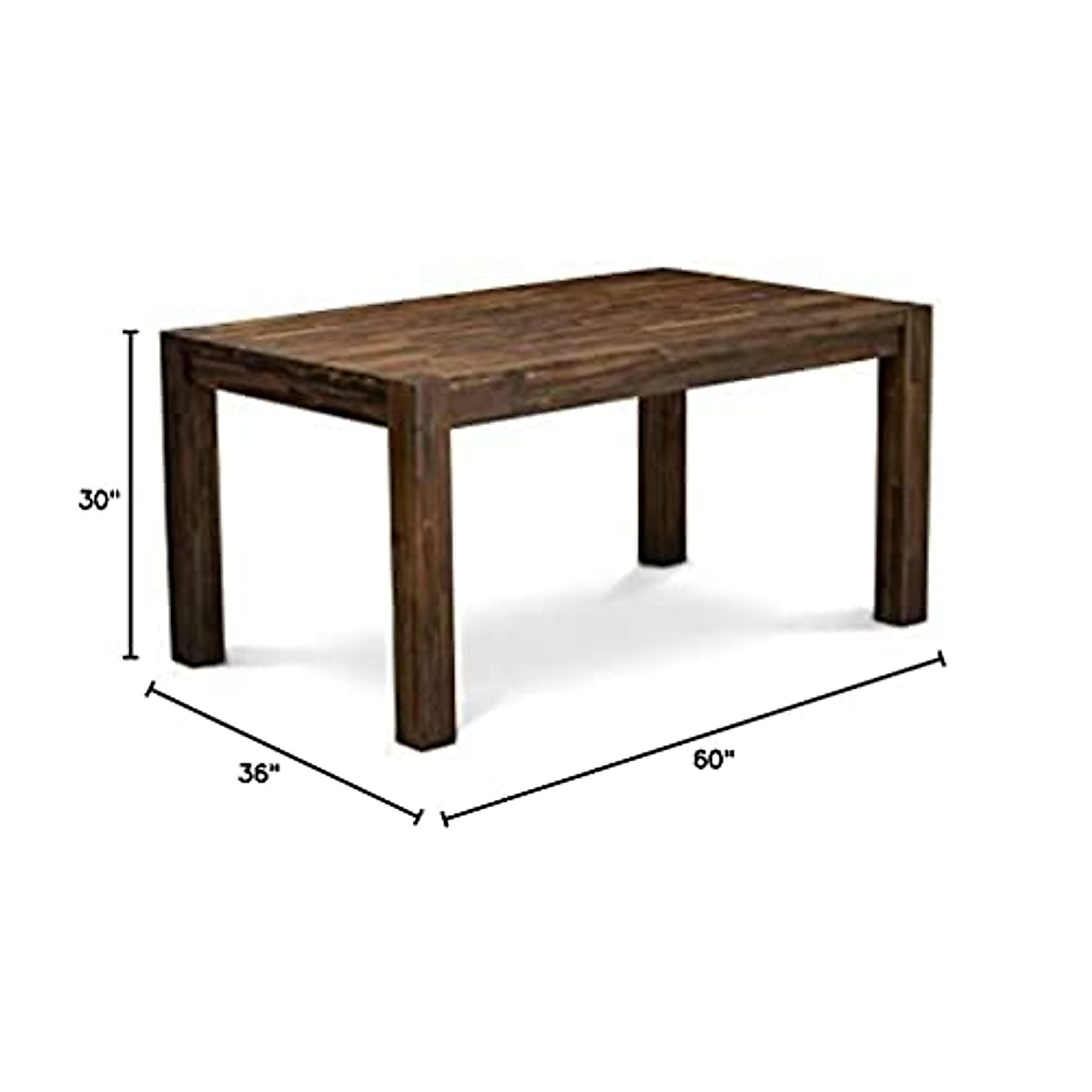 East West Furniture Dining CN6-07-T Wood Kitchen Table Rectangular Tabletop and 60 x 36 x 30-Distressed Jacobean Finish
