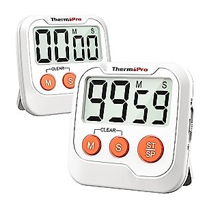 ThermoPro TM03 Digital Timer for Kids & Teachers, Kitchen Timers for Cooking with 2-Level Alarm Volume, Countdown Timer Stopwatch for Classroom Supplies, Exercise, Baking, Playtime or Work, 2-Pack