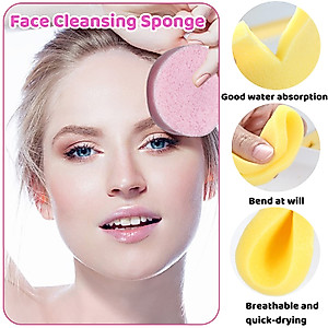 120 PCS Exfoliating Wash Round Face Sponge,Makeup Removal Sponge Pad,Cleansing Facial Sponges for Estheticians,Spa Face Cleansing