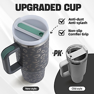 cenivi 40 Oz Tumbler With Handle And Straw, Stainless Steel Tumbler With Lid And Straw Vacuum Insulated Travel Mug 2-In-1 Lid (Straw/Flip) Cup For Hot Cold Beverages,Car,Home,Office, Dishwasher Safe