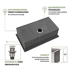 33 Inch Undermount Kitchen Sink - Beslend 33x19 Inch Undermount Sink Ledge Workstation Kitchen Sink Stainless Steel 16 Gauge 10 Inch Deep Single Bowl Kitchen Sink