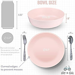 Bamboo Baby Bowl and Stainless Steel Silverware Set – (12-Piece) 4 Bamboo Bowls Kids, 4 Forks and 4 Spoons – Eco-Friendly BPA Free – Self Feeding Dishwasher Safe Baby Bamboo Bowl