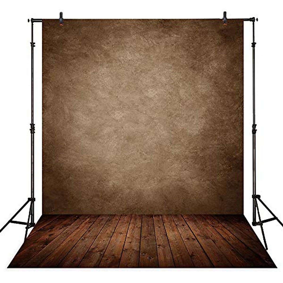 Allenjoy 8x12ft Soft Retro Abstract Brown Wall with Wood Floor Backdrop for Kids Photography Baby Newborn Cake Smash Photo Shoot Background Photographer Props