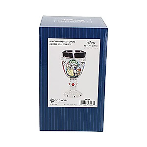 Enesco Disney Showcase Beauty and The Beast Stained Glass Scenes Decorative Chalice Goblet Cup, 1 Count (Pack of 1), Multicolor