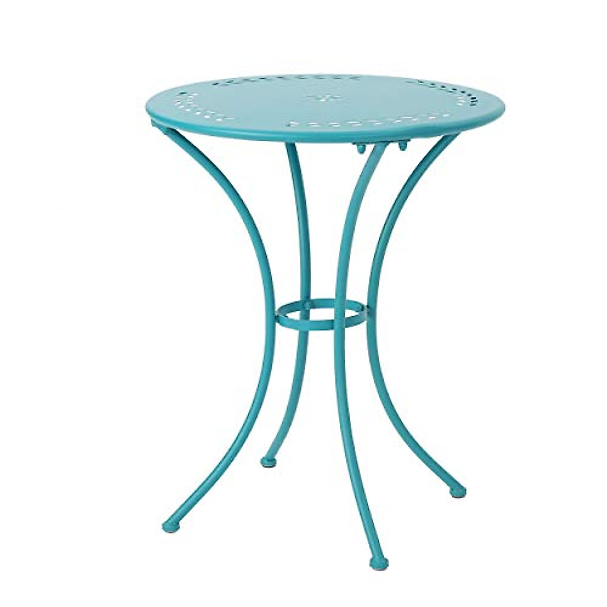 Christopher Knight Home Lourdes Iron Bistro Set, 3-Pcs Set, Matte Teal