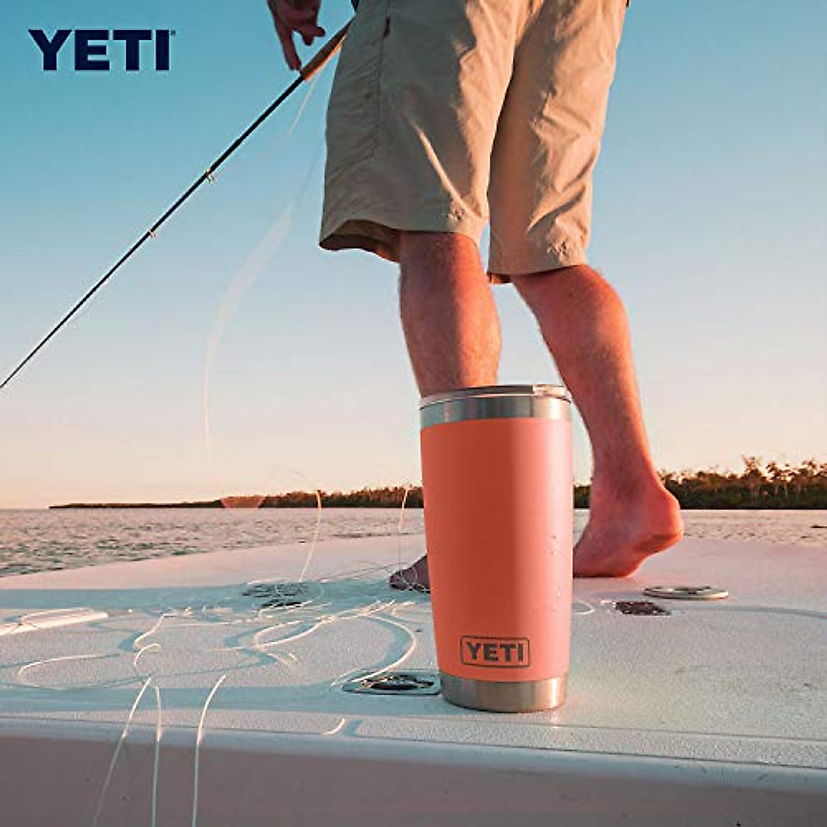 YETI Rambler 20 oz Tumbler, Stainless Steel, Vacuum Insulated with MagSlider Lid, Coral