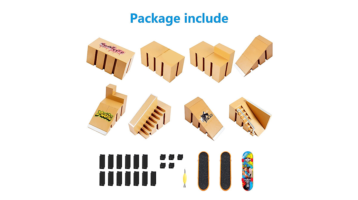 Fingerboard Skate Park Kit for Kids & Teens | Mini Skateboard Set