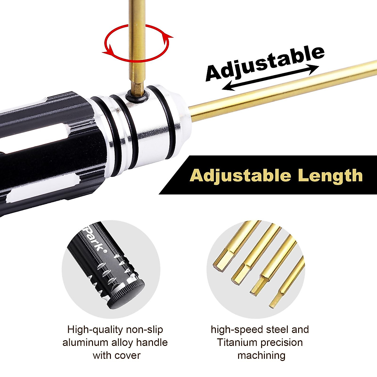 Hobbypark 1.5mm 2.0mm 2.5mm 3.0mm Hex Screw Driver Set Titanium Hexagon Screwdriver Allen Wrench Tool Kit for RC Car Multi-Axis FPV Racing Drone RC Quadcopter Helicopter Models