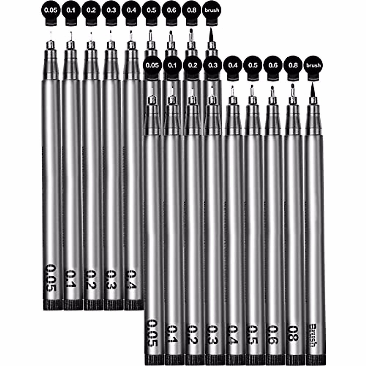 JOVITEC Black Pigment Fineliner Ink Micro Pens Waterproof Black Pen Set for Art Sketching Writing, 18 Pieces