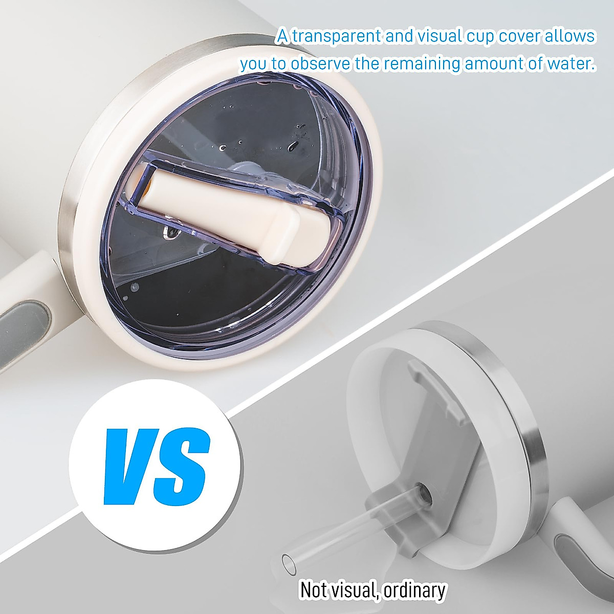 40 oz Tumbler Flip Straw Lid Compatible with Stanley Cup 40oz Tumbler Tumbler Cover Compatible with Stanley Cup Quencher (Cream White, 2 Pack)