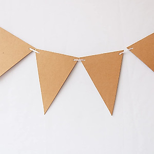 Pack 3 DIY Kraft Card Banner Make Your Own Bunting 36 Pieces 6.8 x 5.1 inch Triangle Flags Christmas Classroom Decorations Birthday Party Blank Banners with Hanging Ropes for DIY Painting Writing