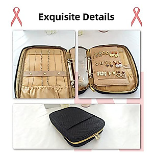 Nelonis Travel Jewelry Organizer Portable Jewelry Roll Transparent Jewelry Organizer Book Ring Binder Jewelry Bags, Earrings, Rings, Bracelets, Necklaces (Black)