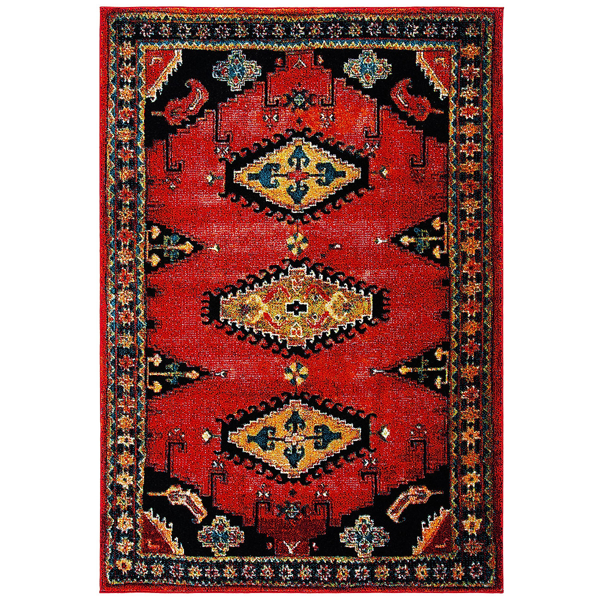 SAFAVIEH Vintage Hamadan Collection Area Rug - 5'3" x 7'6", Red & Black, Traditional Oriental Design, Non-Shedding & Easy Care, Ideal for High Traffic Areas in Living Room, Bedroom (VTH251Q)