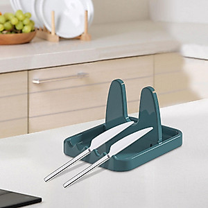 Spoon Rest Holder Foldable Lid Racks, Kitchen Countertop Organiser, Pan Covers Shelf, Kitchen Cutlery Pot Lid Holder Shelf for Forks, Blue