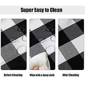 LUSHVIDA Checkered Table Cover Outdoor and Indoor Tablecloth - Washable Waterproof Wrinkle Free Table Cloth with Zipper and Umbrella Hole for Spring/Summer/Party/Picnic/BBQS/Patio 60R Black