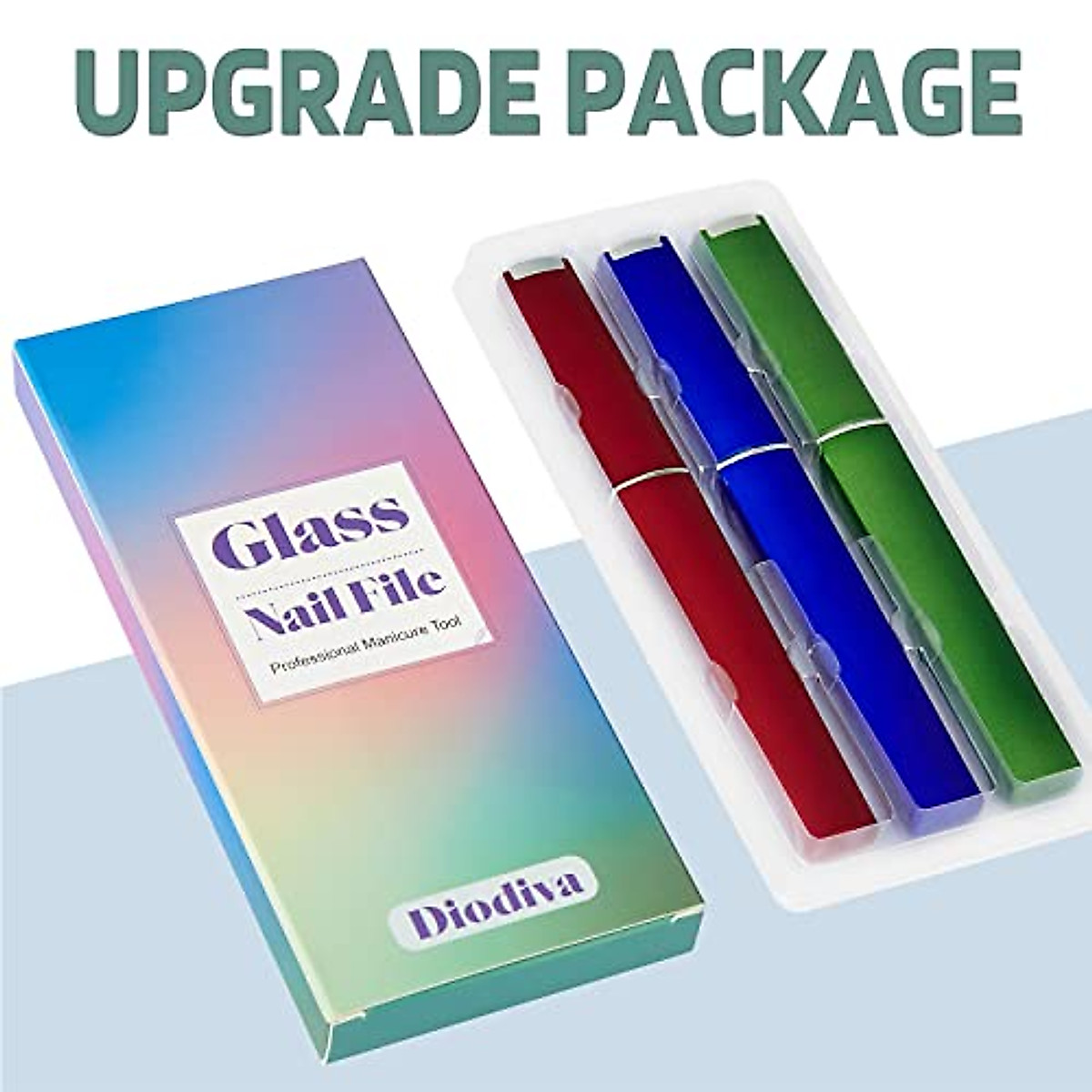 Crystal Glass Nail File with Case, 3 Pack Glass Fingernail File for Natural Nail Professional Manicure Tool Czech Glass File Double-Sided Etched Travel Nail File Stocking Stuffers Christmas Gifts