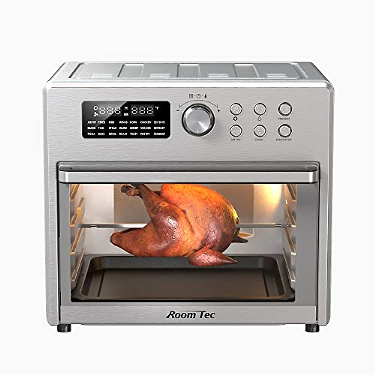 LOVMOR 26 Quart Air Fryer Oven with 9 Accessories,21-in-1 Smart Large Airfryer,Countertop Convection Toaster Ovens for Rotisserie,Baking,Dehydrators,Grills, Stainless steel, 15.7"*13.7"*12.1"
