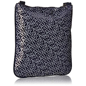 Nautica womens Lakeside Signature Jaquard North South Crossbody Bag Cross Body, Indigo, One Size US