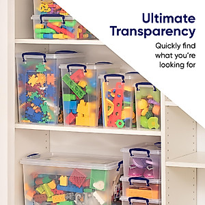 Superio Clear Storage Boxes with Lids, Plastic Container Bins for Organizing, Stackable Crates, BPA Free, Non Toxic, Odor Free, Organizers for Home, Office, School, and Dorm,12 Qt, 6 Pack