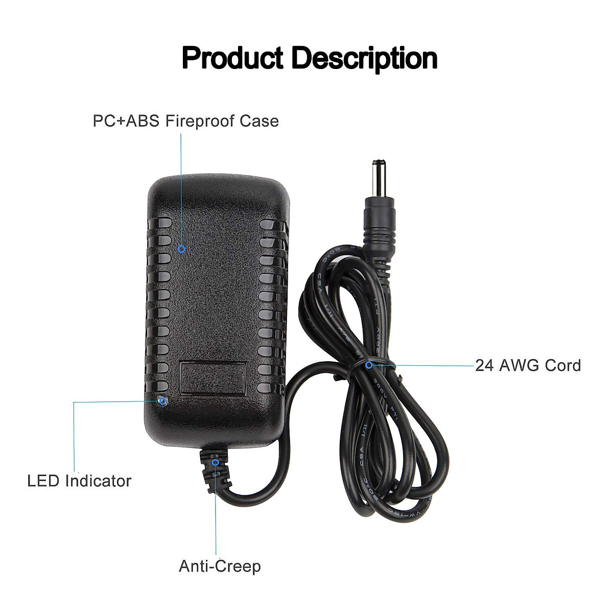 COOLM DC 12V 2A Power Adapter 100-240V AC to DC 12V 2000mA AC Adapter 24W Transformer Charger for LED Strip Lights, Audio/Video (2 Pack)