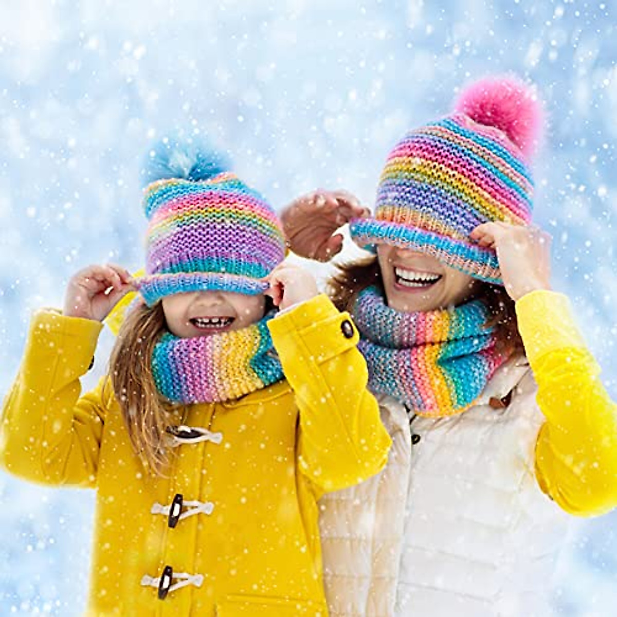 Wool Yarn for Knitting & Crocheting 2 Skeins Gradient Rainbow Color Wool Yarn Soft Lightweight Crochet Yarn for Crocheting Projects Handcrafts - 50g/Ball