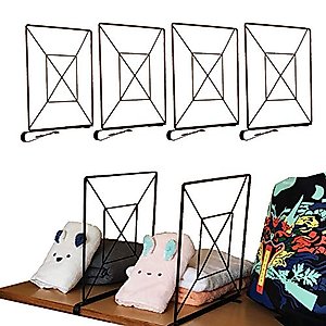 BUOOKCY 4 Pack 13 Inches Tall Shelf Dividers for Closet&Office&Pantry&Garage, Heavy New & Improved(Black,Wire Metal)