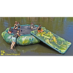 Island Hopper Lakeside Tropical Graphics Series 10ft x 6ft inflatable water platform floating dock & bouncer slide (Platform Only)