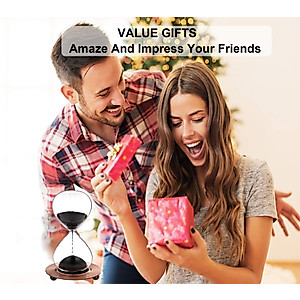 SuLiao Magnetic Hourglass 5 Minute Sand Timer: Large Sand Clock Five Minute with Black Magnet Iron Powder & Metal Base, Sand Watch 5 Min, Hour Glass Sandglass for Office Desk Home Decorative