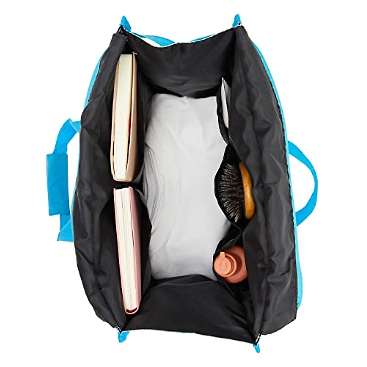 Juvale Large Utility Tote Bag with Pockets, Compartments, and Zip Top for Teachers, Nurses, Crafts, Travel Organization (Light Blue, 14.5 x 10.5 x 6 In)