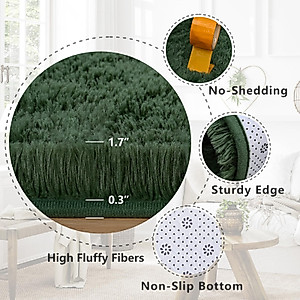 Jocovieh Large Soft Deep-Green Rugs for Bedroom, 6x9 Feet Fluffy Carpets, Indoor Modern Plush Area Rugs for Living Room Kids Girls Room, Non-Slip Shag Rug for Nursery Home Decor, Deep-Green