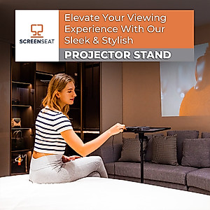 SCREENSEAT Projector Stand Tripod With Mouse Tray – Laptop Projector Tripod Stand Adjustable Height 23.4" to 48.3" With Gooseneck Phone Holder - Perfect Tripod for Office, Home, Outdoor DJ Equipment