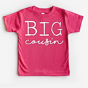 Big Cousin T-Shirts for Toddler and Youth Fun Family Outfits White on Mauve Shirt Youth Small