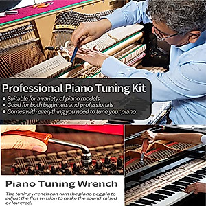 Piano Tuning Kit Professional Wrench Hammer Rubber Mutes Set Including 9 pcs Tuning Tools for Piano Tuning with Tuner