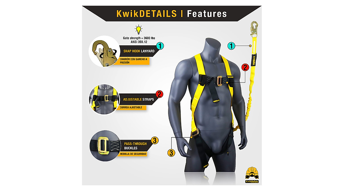 KwikSafety SCORPION Safety Harness with Lanyard